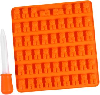 Cabilock Silikonform F&uuml;r Schokolade B&auml;ren Mit Mulden Diy Schokoladenform Gummib&auml;rchenform Mit Pipette F&uuml;r Gelee Kekse Eisw&uuml;rfel Orange