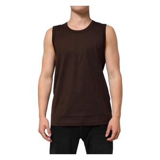 Dolce & Gabbana Braunes &Auml;rmelloses Tank Top aus Baumwolle - - Tops - Herren - Braun - S