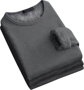 Minetom Hauts Thermiques Homme sous-v&ecirc;tement Thermique T-Shirt Manches Longues Tee Shirt Chaud Doublure Polaire Automne Hiver Chemise A1 Gris Fonc&eacute; L