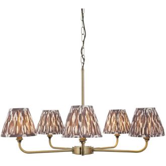 Endon Lighting Lille Suspension en laiton antique avec abat-jour en tissu Ikat gris perle 16 cm 5 x B22