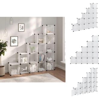 vidaXL Vidaxl - Regalsystem mit 15 W&uuml;rfeln und T&uuml;ren Transparent pp - Regal - Staurauml&ouml;sungen - Aufbewahrungssystem - Polypropylen Regal - Transparenter