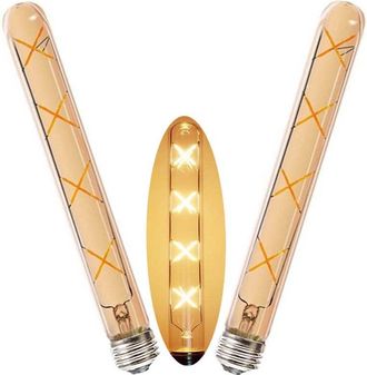 Vintage BAISHICHENG T300 8W LED Langröhren Glühlampe E27 Sockel Edison Vintage Röhrenlampe,Bernsteinglas Warmweiß 2700K Nicht Dimmbar Retro-Nostalgie Lampen,2