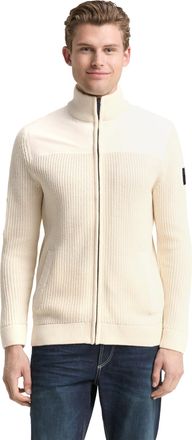 Tom Tailor Herren 1048749 Strickjacke mit Reißverschluss, 10348-Gardenia White, XL