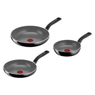 Lagostina Goccia Set mit 3 Pfannen 20/24/28 cm, Antihaft-Keramikbeschichtung, optimale Gleitfähigkeit, einfache Reinigung, umweltfreundlich, Thermo-Signal, sich