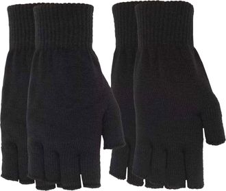Urban Classics Unisex Half Finger Gloves 2er-Pack Handschuhe, Schwarz (Black 00007), Large (Herstellergröße: L/XL)