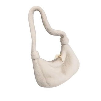 Generic Garhomtur Sac à bandoulière en fourrure moelleuse pour femme, sac à main en fausse fourrure, sac fourre-tout dhiver en peluche, blanc