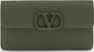 Valentino Garavani Portefeuille sur cha&icirc;ne VLogo Signature en cuir de veau grain&eacute;