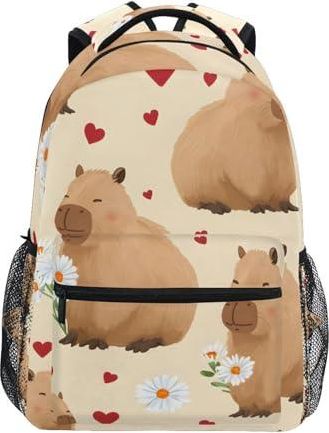 Generic LAmour Du Capybara Sac &Agrave; Dos Antivol Cartables Scolaires L&eacute;ger Sacs A Dos Pour Voyage Quotidienne Femme 29X40Cm