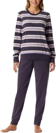 Schiesser Damen Schlafanzug Lang Frottee Warm Kuschelig Wohlf&uuml;hlen-Nightwear Ensemble de Pijama, Indigo_181968, 40 Femmes