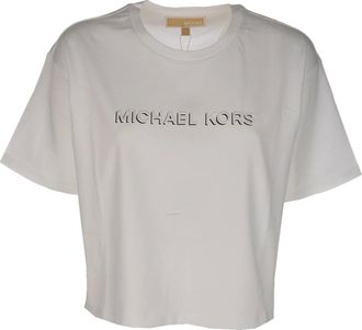 Michael Kors Femme, Tops, Blanc, Taille: 40 FR T-shirt en coton avec logo en relief