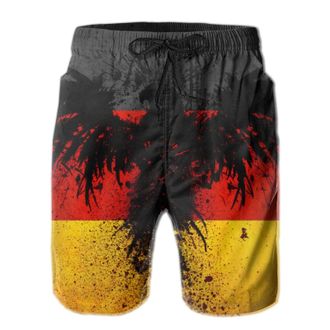 AOOEDM Sommer-Strandshorts f&uuml;r Herren, sportliche Badehose mit Deutscher Flagge