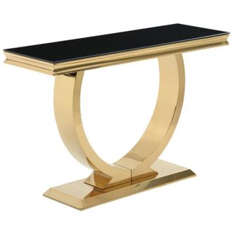 Pascal Morabito Console en verre trempé et acier inoxydable - Doré et Noir - ROWAN de Pascal Morabito