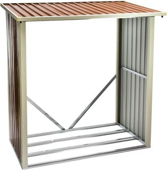 Dema Kaminholzregal Oslo, Brennholzregal, Kaminholzunterstand, wetterfestes Holzlager für Innen und Außen, stabile Metallkonstruktion für saubere und orden