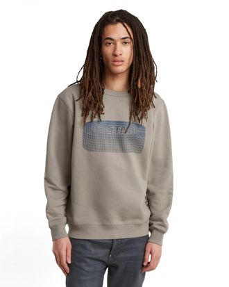 G-Star G-Star Herren Stacked Old Skool Logo Sweatshirt, Beige (Elephant Skin D25099-D733-G106), L
