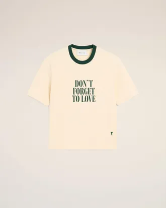 Ami Ami Paris - T-shirt &eacute;cru imprim&eacute; en coton Dont forget to love Ivoire - Taille : XXXL - Unisex