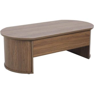 Oviala Table basse ovale avec plateau relevable effet bois fonc&eacute;
