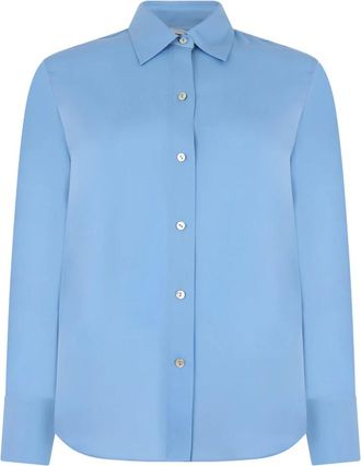 Vince Femme, Blouses et Chemises, Bleu, Taille: 40 FR Chemise en Soie &agrave; Manches Longues