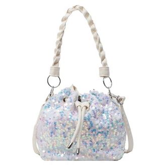 Generic Sac &agrave; bandouli&egrave;re avec cordon de serrage pour femme, grande capacit&eacute;, sac &agrave; bandouli&egrave;re amovible, sac seau tendance &agrave; paillettes, sac &agrave; main pour voya