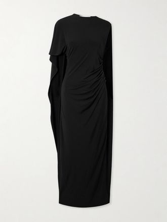 Stella McCartney Asymmetrische Robe Aus Stretch-satin Mit Cape-effekt - Schwarz