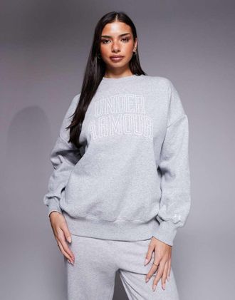 Under Armour Rival - Sweat ras de cou style universitaire - Gris clair chin&eacute;