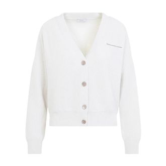 PESERICO Woll-- Seiden- und Kaschmir-Strickjacke - - Knitwear - Damen - Wei&szlig; - S