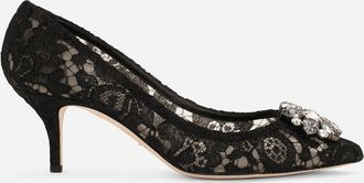 Dolce & Gabbana Lace Rainbow Pumps With Brooch Detailing - Frau Pumps Und Slingbacks Schwarz Spitze 41.5