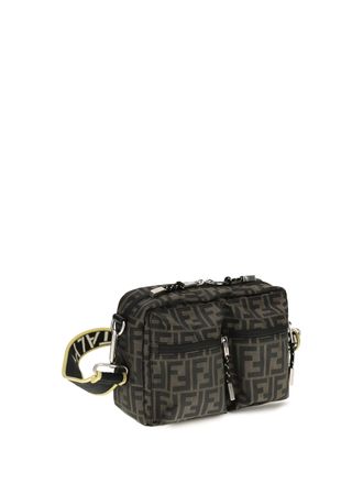 Fendi Mens Ff Monogram Fabric Camera Case Tab.mr+nero Polyester Shoulder Bags