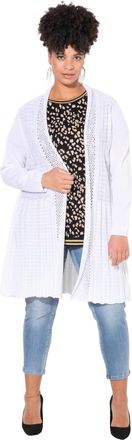 Miamoda Damen gro&szlig;e Gr&ouml;&szlig;en &Uuml;bergr&ouml;&szlig;en Plus Size Strickjacke, l&auml;ngere A-Linie, Strukturmix, Wellensaum Offwhite 46+ 839282200-46+