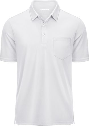 KEFITEVD Golf Poloshirt Herren Kurzarm Polyester Tshirt Knopfleiste Polohemd mit Brusttasche Outdoor Bekleidung f&uuml;r Herren Wei&szlig; XXL