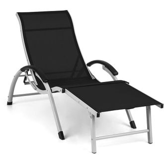 Blumfeldt Blumfeldt - sunnyvale - chaise longue avec repose-pieds en aluminium, 4 positions de dossier - noir
