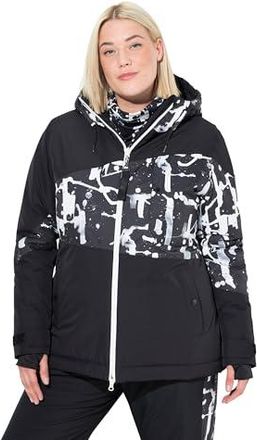 Ulla Popken Femme Grandes Tailles Veste Technique HYPRAR, Tissu imperméable et Capuche Noir 58+ 831635100-58+