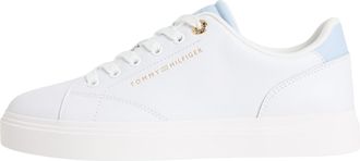Tommy Hilfiger Damen Th Feminine Cupsole Leather Fw0fw09105 Low Top, BEIGE (White/Breezy Blue), 41 EU