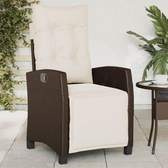 vidaXL Gartensessel mit Fu&szlig;teil Verstellbar Braun Poly Rattan - Vidaxl