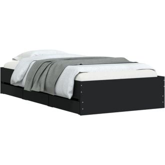 vidaXL Cadre de lit avec tiroirs noir 90x190 cm bois ding&eacute;nierie