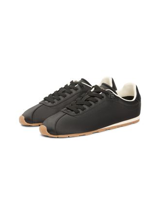 Tommy Hilfiger Sneaker TOMMY HILFIGER TH BELLA LOW RUNNER SATIN, Damen, Gr. 42, schwarz, Textil, unifarben mit Farbeinsatz, Schuhe Sneaker, Freizeitschuh, Halbschuh,