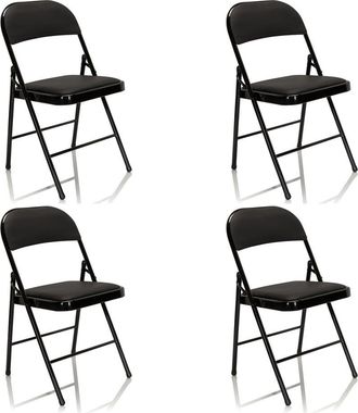 hjh OFFICE 803004 Klappstuhl 4er Set TUDELA Kunstleder Besucherstuhl Faltstuhl klappbar, bis 130kg belastbar, Schwarz