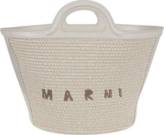Marni Femme, Sacs, Blanc, Taille: ONE Size Woven Tote Bag