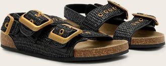 AllSaints Staffa - Bast-Sandalen in Schwarz/Schwarz