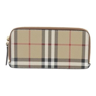 Burberry Femme, Accessoires, Beige, Taille: ONE Size Portefeuille zipp&eacute; Vintage Check