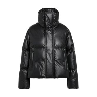 Maison Margiela Gepolsterte Kunstlederjacke mit hohem Kragen - - Jackets - Damen - Schwarzk - M