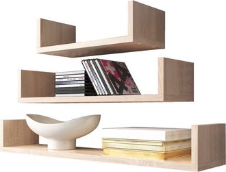 Mirjan24 Regal Set Trio 004, U-Form Wandboard, Wandregal Set 3er, Breite: 40/60/80 cm, Dekoregal (Sonoma Eiche.)