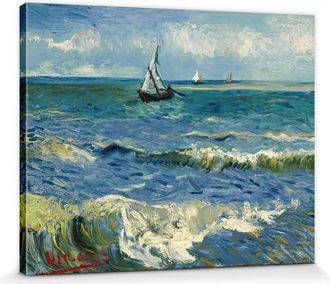 1art1 Vincent Van Gogh Poster Das Meer Bei Saintes- Maries-de-la-Mer, 1888 Bilder Leinwand-Bild Auf Keilrahmen | XXL-Wandbild Poster Kunstdruck Als Leinwand