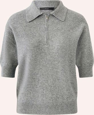 Oui Strick-Poloshirt grau