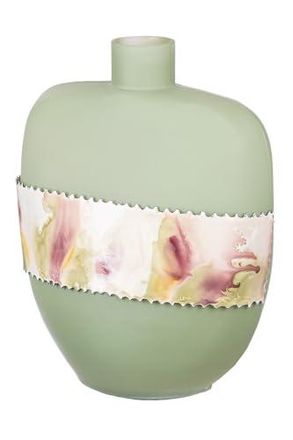 Gilde Dekovase Vase bauchig aus Glas - Blumenvase Glasvase Tischvase Vase Deko Wohnzimmer - Farbe: Grün matt Höhe 26 cm