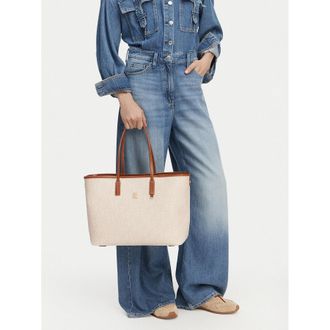 Tommy Hilfiger Handtasche Tommy Hilfiger Th Monoplay Tote Le AW0AW17416 Beige