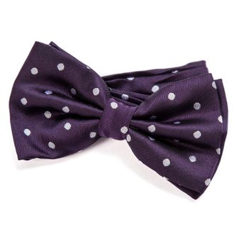 DonDon Edle gepunktete violette Fliege bzw. Schleife mit Haken - bereits gebunden und verstellbar