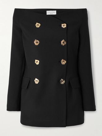 Violante Nessi Haut Épaules Nues À Double Boutonnage En Cady De Laine Vivanti - Noir