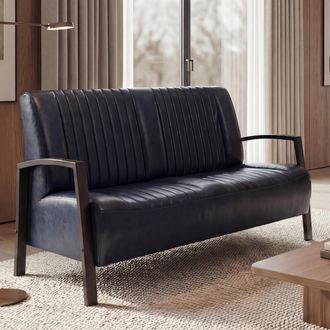 Mendler 2er Sofa HWC-H10, Couch Zweisitzer, Metall Kunstleder Industrie-Design - Vintage grau