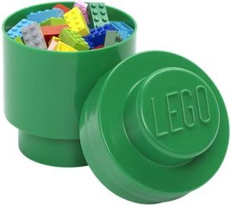 Room Copenhagen LEGO 40301734 Brique ronde de rangement empilable 1, Plastique, Vert, 12,3 cm
