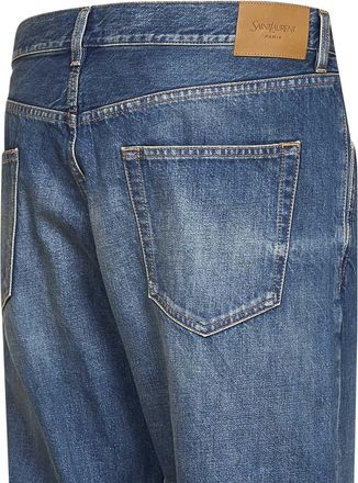 Saint Laurent Straight-Leg Cotton Denim Jeans - Blue